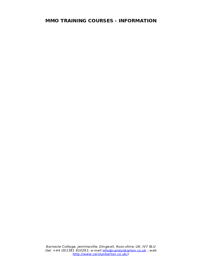 MMO TRAINING COURSE- BOOKING Doc Template | pdfFiller