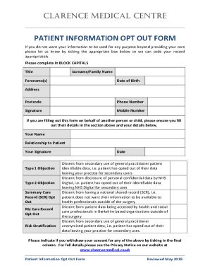 Fillable Online clarencemedical co PATIENT INFORMATION OPT OUT FORM ...