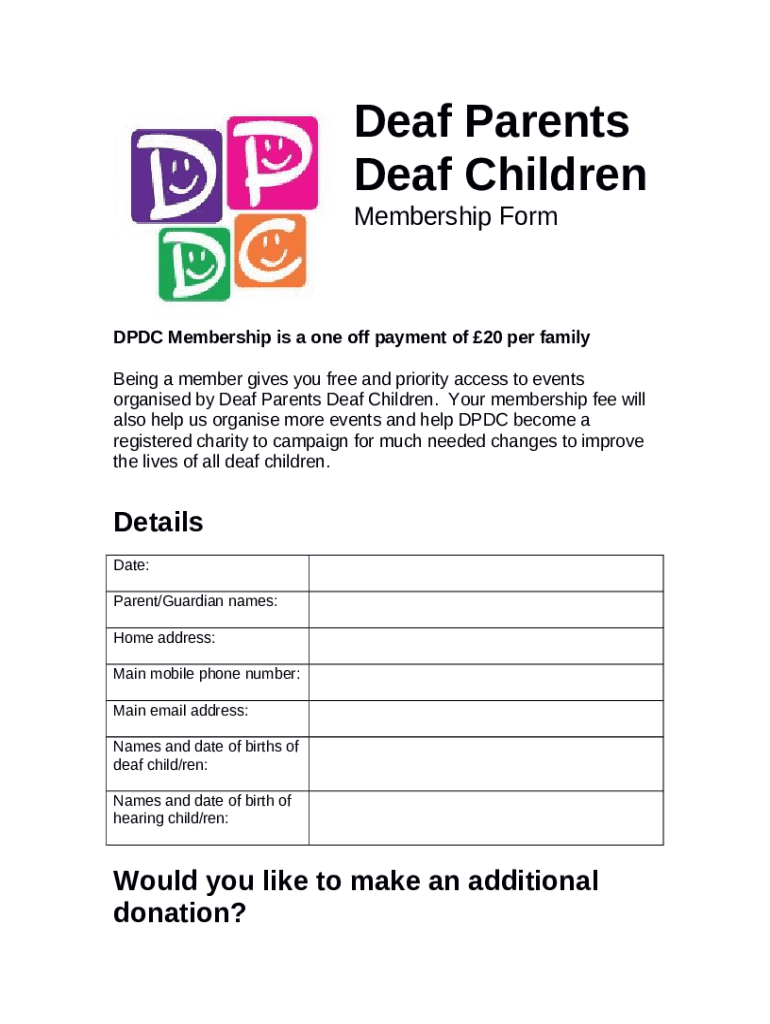 Deaf Parents Deaf Children Registration .doc.docx Doc Template | pdfFiller