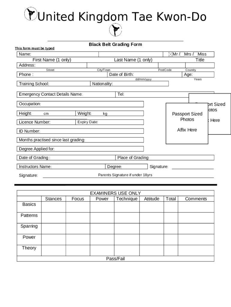 Black Belt Grading Doc Template | pdfFiller