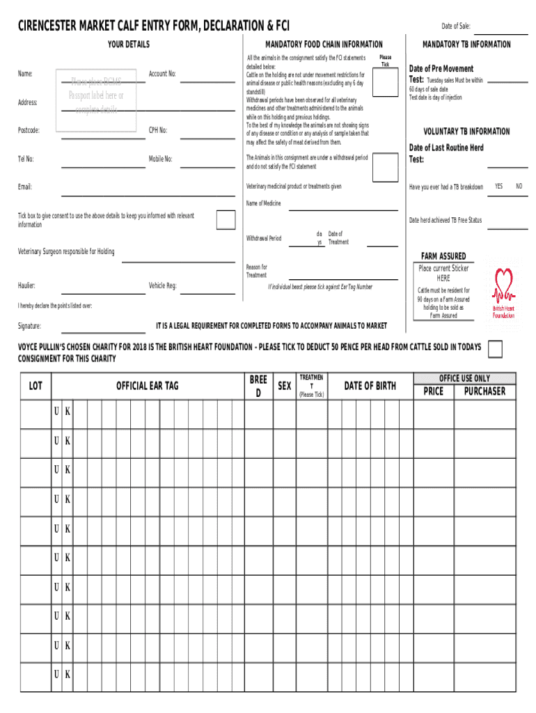 CIRENCESTER MARKET CALF ENTRY , DECLARATION & FCI - voycepullin co Doc ...