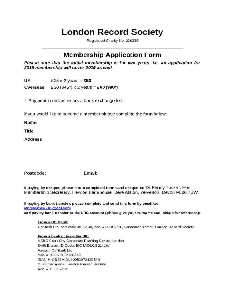 London Record Society Doc TemplatePDFfiller Doc Template | pdfFiller