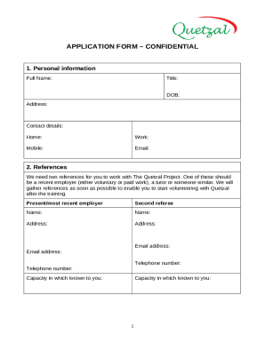 APPLICATION CONFIDENTIAL 1. Personal ination Full ... Doc Template ...