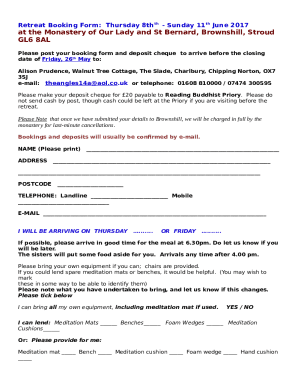 Retreat Booking Doc Template | pdfFiller