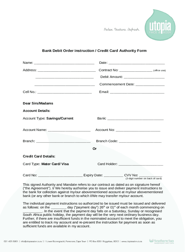 Sample debit authorization - Pool Service Company - utopiasalon co Doc ...