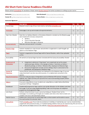Fillable Online PDF JSU Course Readiness Checklist (Long-form ...