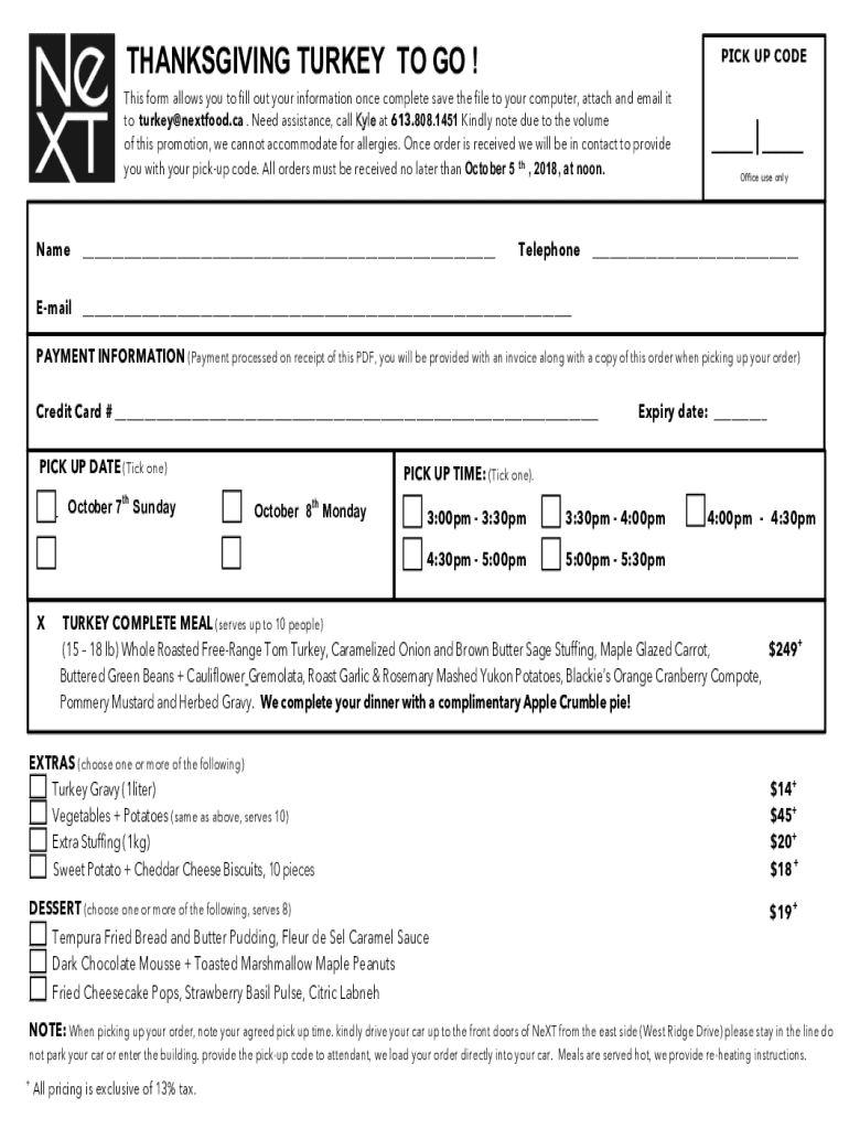 Fillable Online Get Yourself a Free Thanksgiving Turkey! Here's How ...