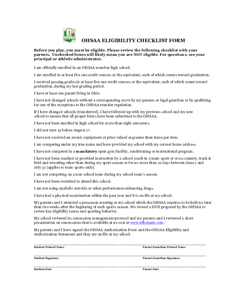 Fillable Online Eligibility Checklist - weschools.org Fax Email Print ...