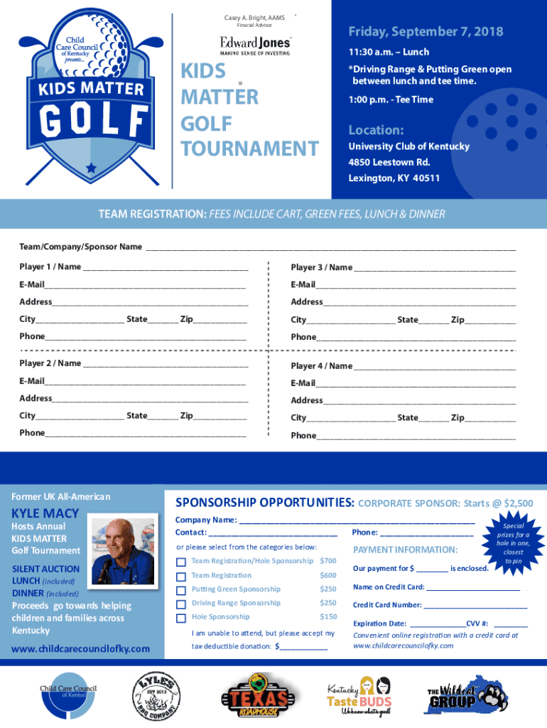 Fillable Online 2018 Golf Entry Form Fax Email Print - pdfFiller