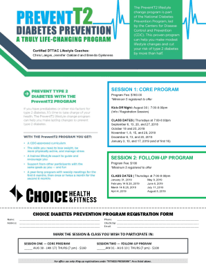 Fillable Online CHOICE DIABETES PREVENTION PROGRAM REGISTRATION FORM ...