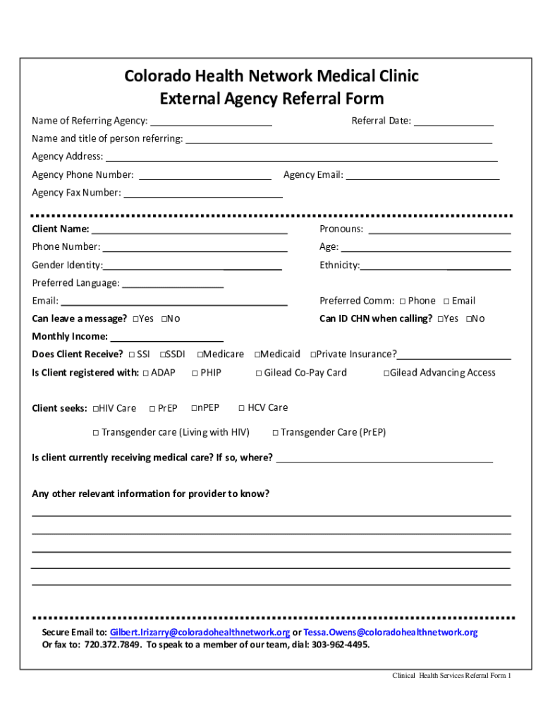 Fillable Online External Referral Form - The Center For Mental Health ...