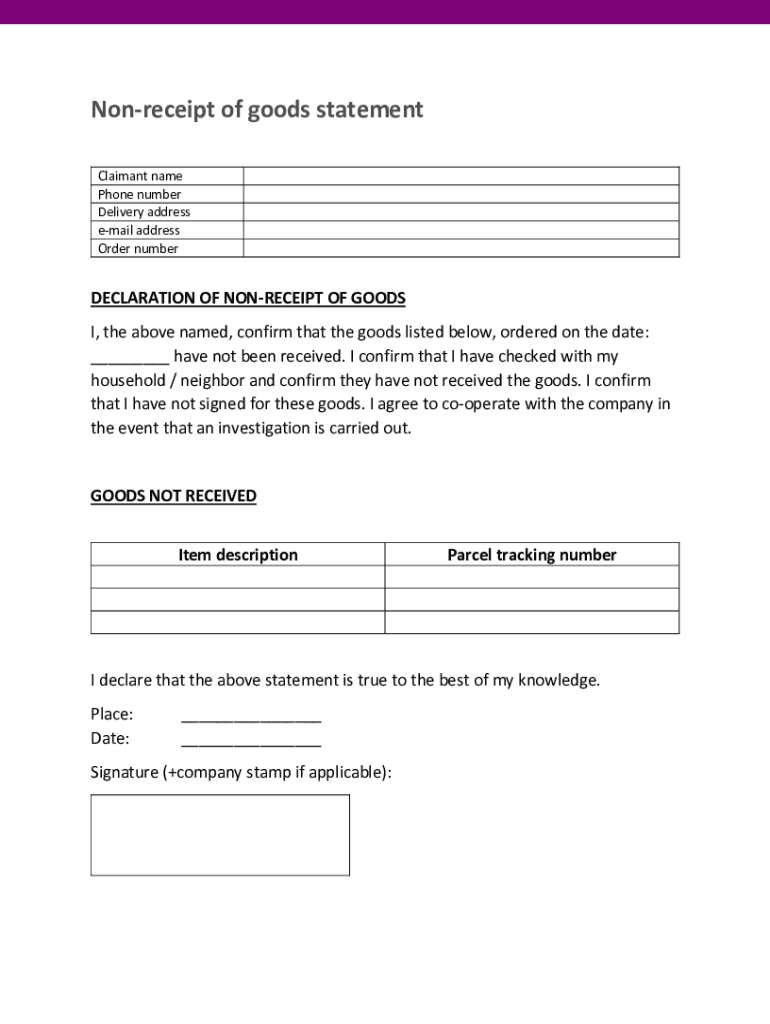 Fillable Online Best Way To Deal With Customer Claim Of Non-Receipt ...