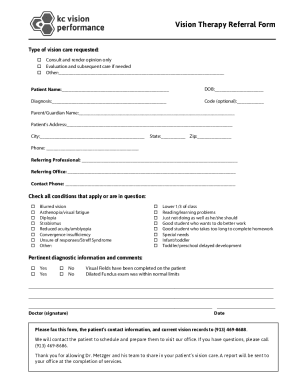 Fillable Online Vision Therapy Referral Form - Kansas City Vision ...