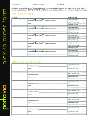 Fillable Online pickup form Fax Email Print - pdfFiller