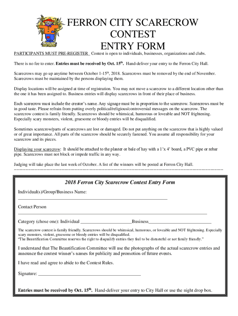 Fillable Online FERRON CITY SCARECROW Fax Email Print - pdfFiller