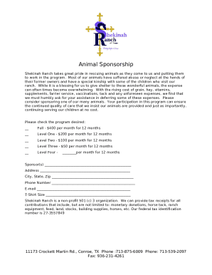 Animal SponsorshipBest Friends Animal Society Doc Template | pdfFiller