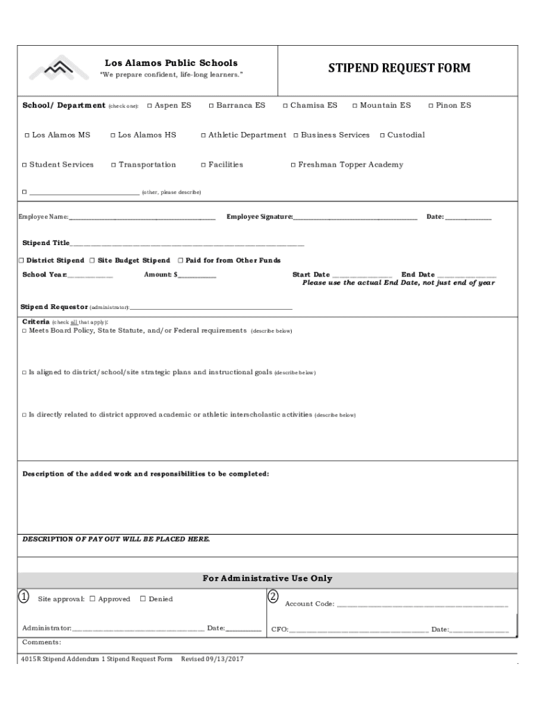 Fillable Online STIPEND FORM JULY 262016r.docx Fax Email Print - pdfFiller