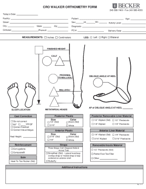 Fillable Online BECKER CRO WALKER ORTHOMETRY FORM 11-11 Fax Email Print ...