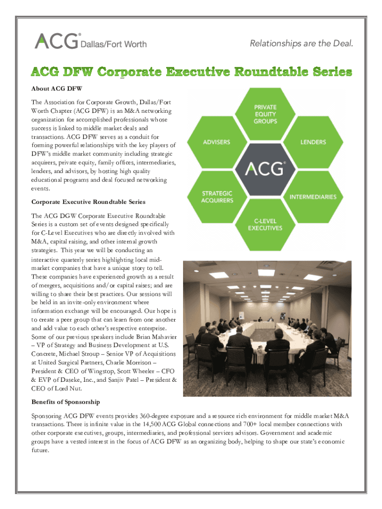 Fillable Online ACG DFW Corporate Executive Roundtable Sponsor Form ...