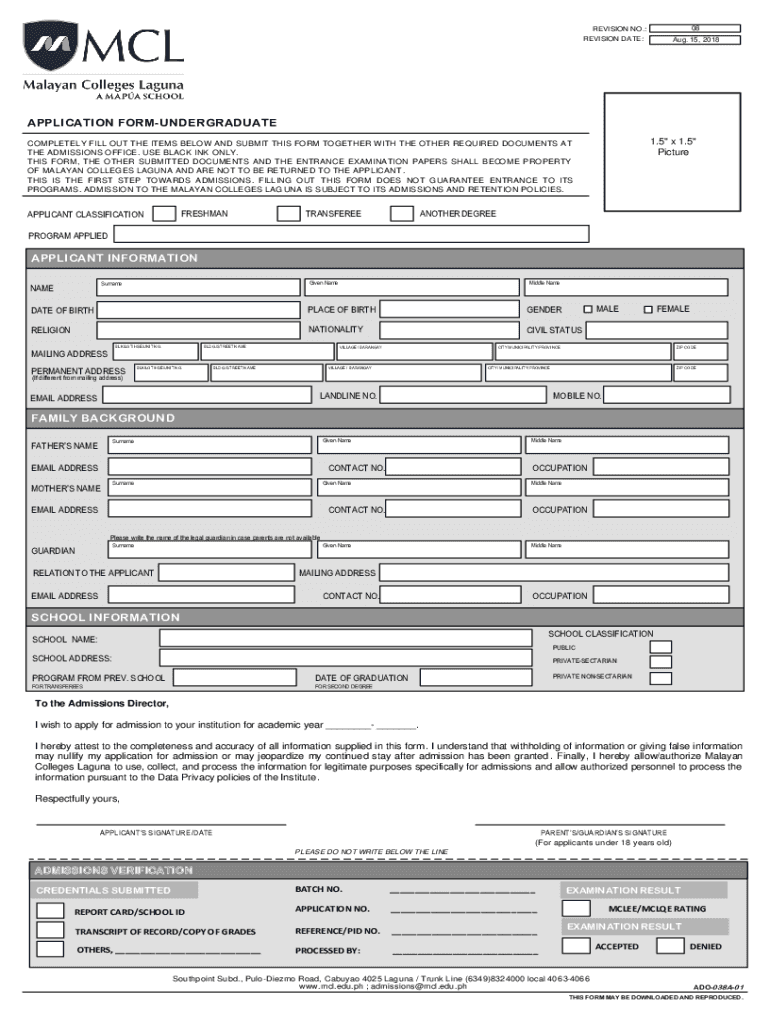 Fillable Online fs mcl edu COMPLETEL Y FILL OUT THE ITEMS BELO W AND ...