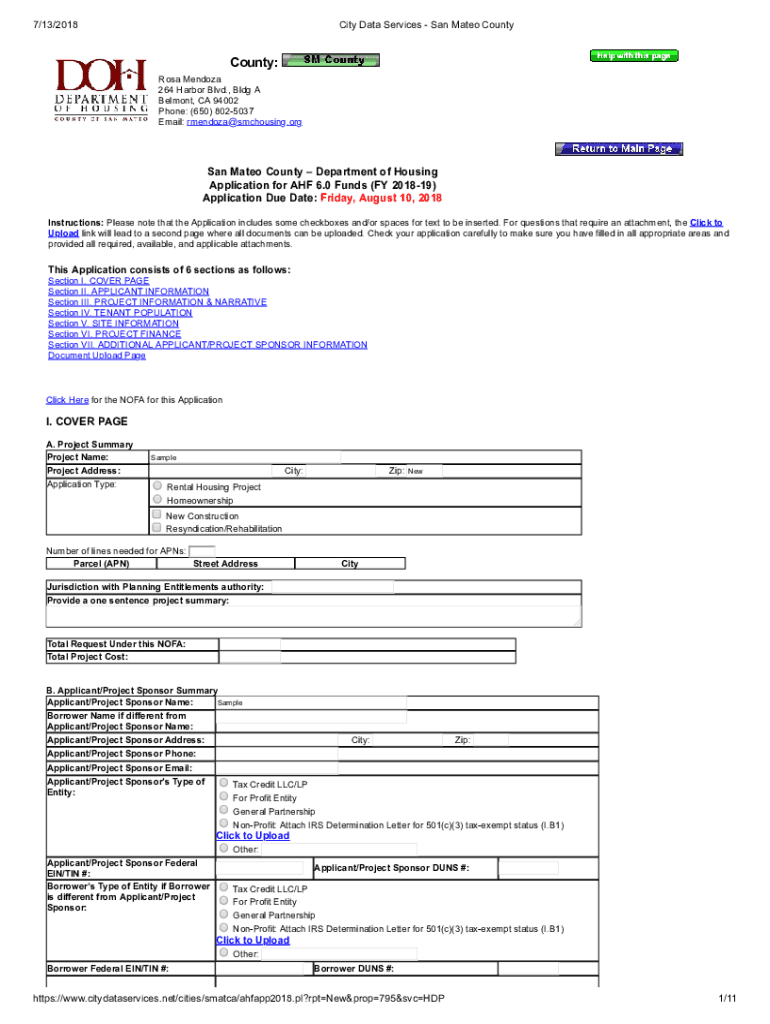 Fillable Online County of San Mateo - Department of Housing NOTICE OF ...