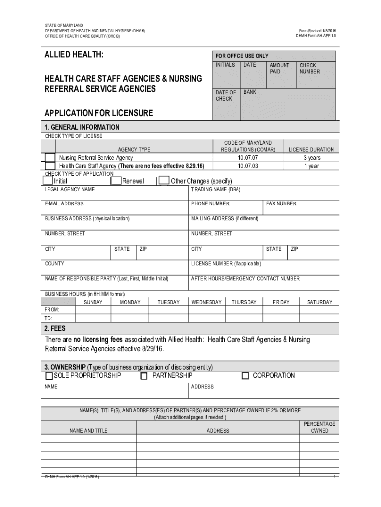 Fillable Online ohcq maryland Fax Email Print - pdfFiller