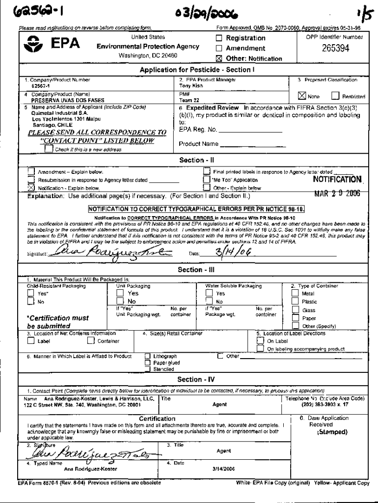 Fillable Online U.S. EPA, Pesticide Product Label, PRESERVA UVAS DOS ...