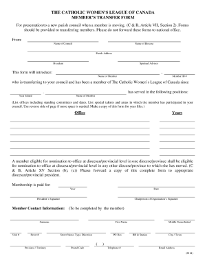 Fillable Online Member's Transfer Form Fax Email Print - pdfFiller