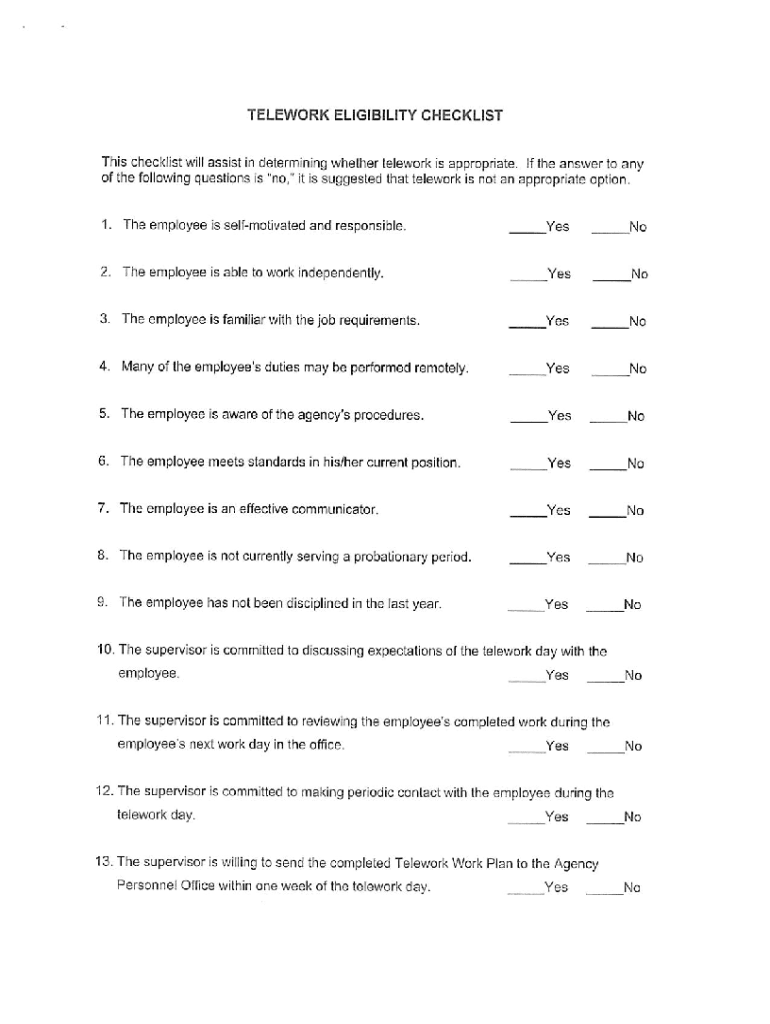 Fillable Online EMPLOYEE TELEWORK AGREEMENT PACKET - Montgomery County ...