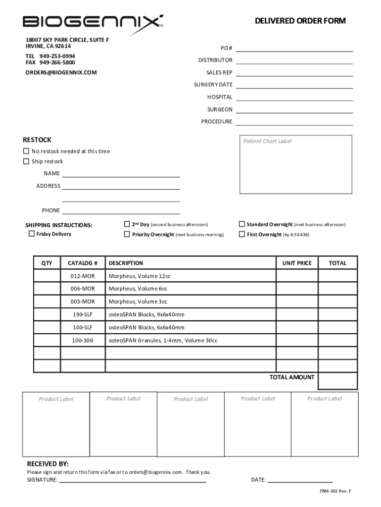 Fillable Online FRM-003-F-Delivered-Order-Form-2.docx Fax Email Print - pdfFiller