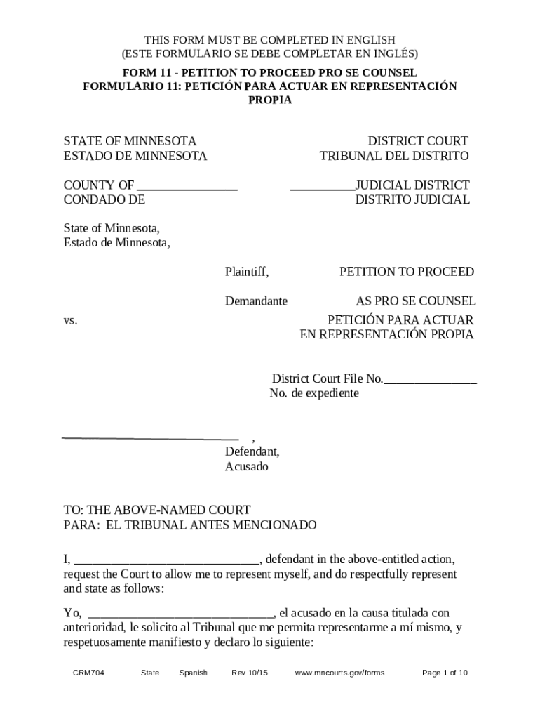 ULARIO 11: PETICIN PARA ACTUAR EN REPRESENTACIN PROPIA Doc Template | pdfFiller