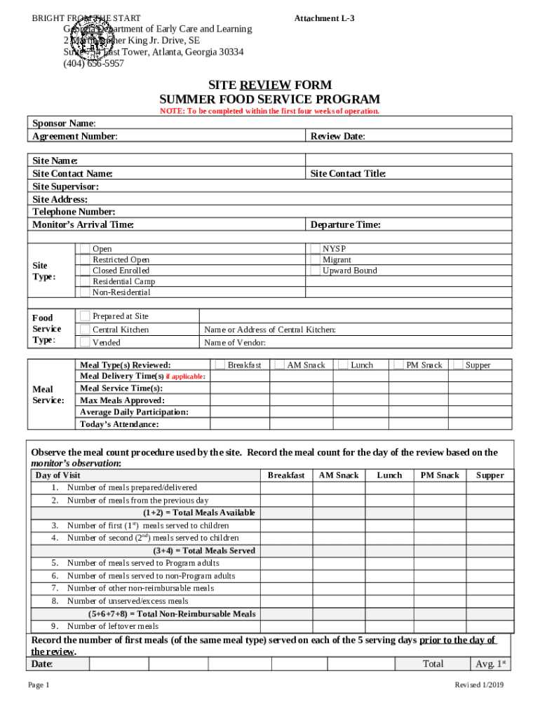 SITE REVIEW - GA Decal Bright from the Start Doc Template | pdfFiller