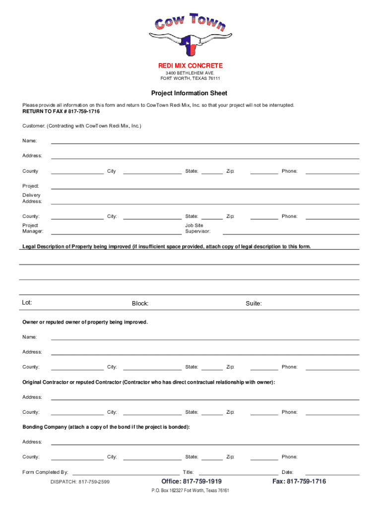 Fillable Online Project Information Sheet.doc Fax Email Print - pdfFiller