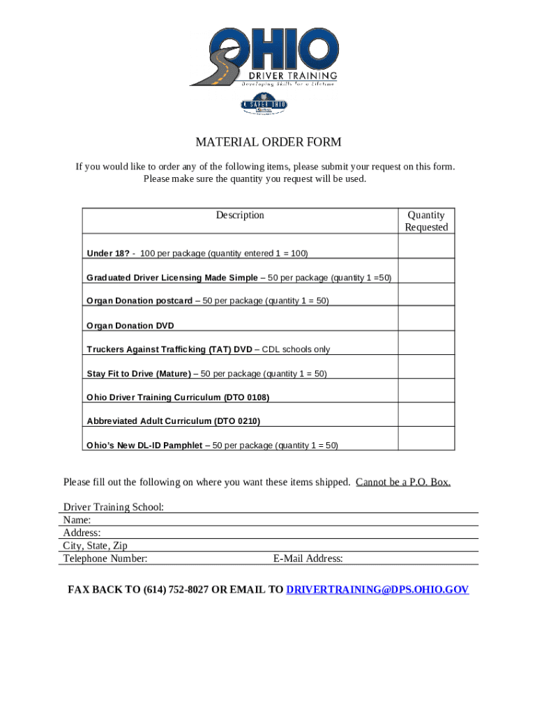 10+ Material Order Templates - Free PDF, Word at ... - drivertraining ...