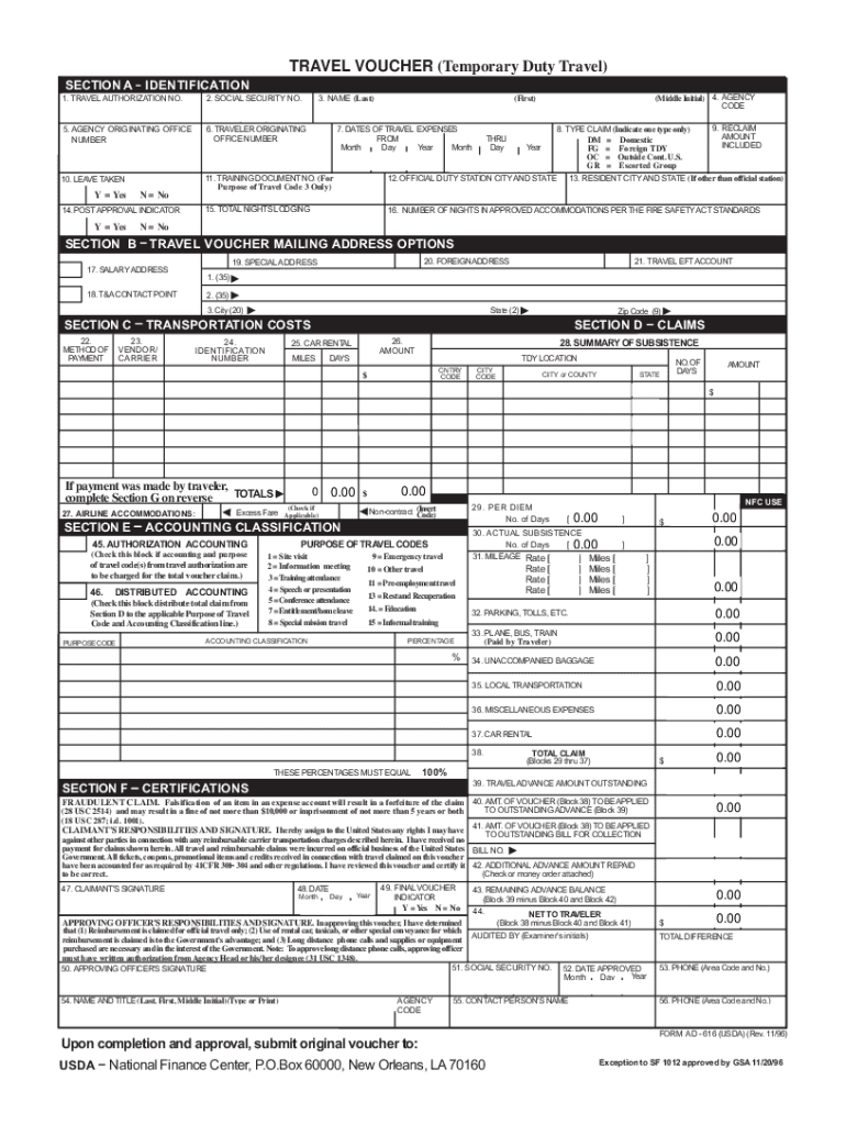Fillable Online nfc usda Ad616 - Fill Online, Printable, Fillable ...