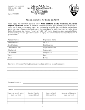 Fillable Online NPS Application for Special Use Permit Short Form 10-29 Fax Email Print - pdfFiller