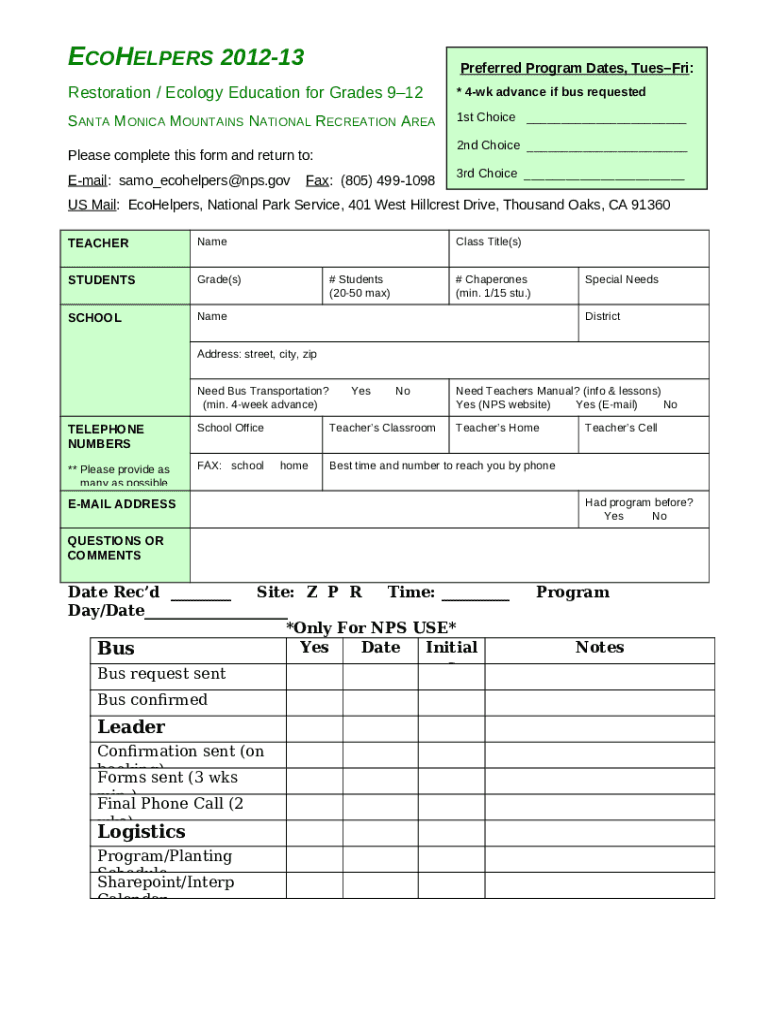PAL Application - National Park Service Doc Template | pdfFiller