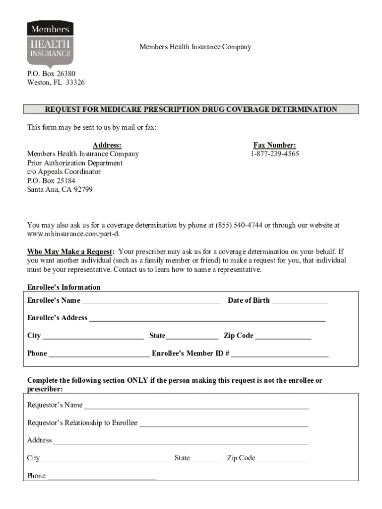 Fillable Online Members Health Insurance Company Address: Members ...