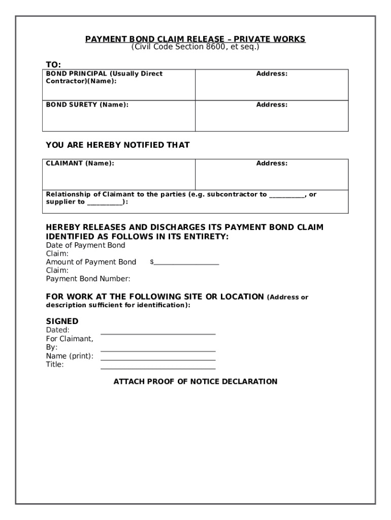 Payment Bond Claim Release - Private (00140645).DOCX Doc Template ...