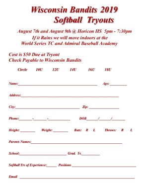 Fillable Online Bandit Tryout Form Fax Email Print - pdfFiller