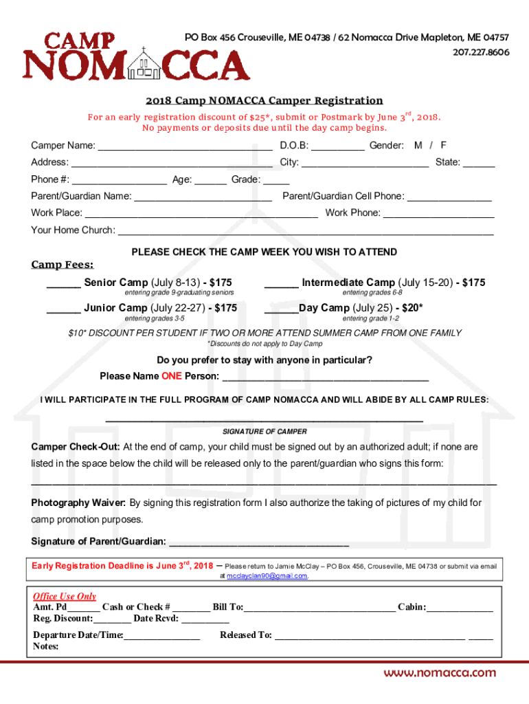 Fillable Online PO Box 456 Crouseville, ME 04738 / 62 Nomacca Drive ...