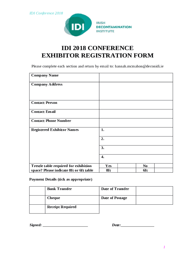 IDI Annual Conference 8-9 November 2018 - Exhibitor Registration Doc ...