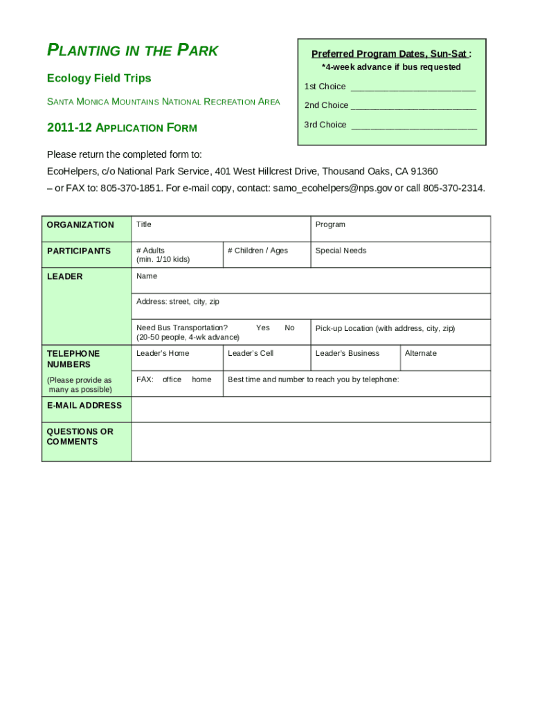 DOC PAL Application - National Park Service Doc Template | pdfFiller
