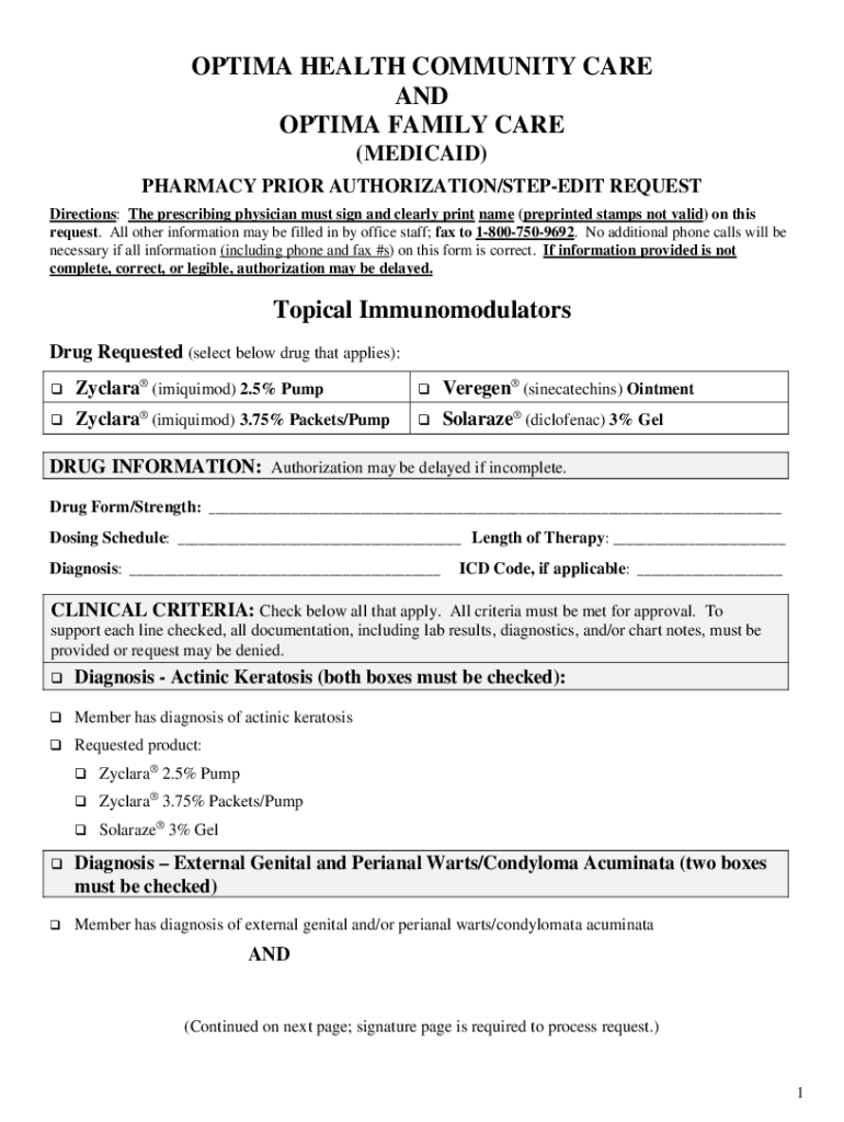 Fillable Online PATopicalImmunomodulatorsMedicaid. Topical ...