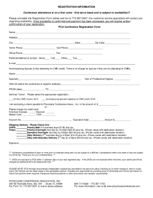 Fillable Online PCA Registration Form 20110204 Fax Email Print - pdfFiller