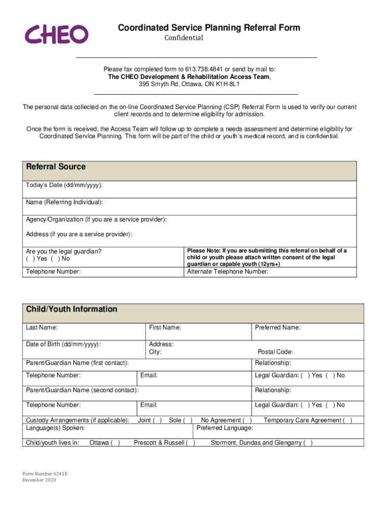 Fillable Online Fillable Online GENETICS REFERRAL FORM - CHEO - Home ...