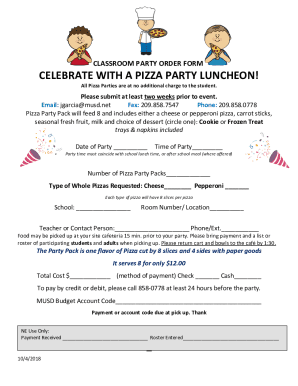 Pizza Party Letter To Parents - Fill Online, Printable, Fillable, Blank | pdfFiller