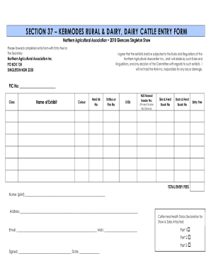 Fillable Online Fillable Online Section d - beef cattle entry form ...