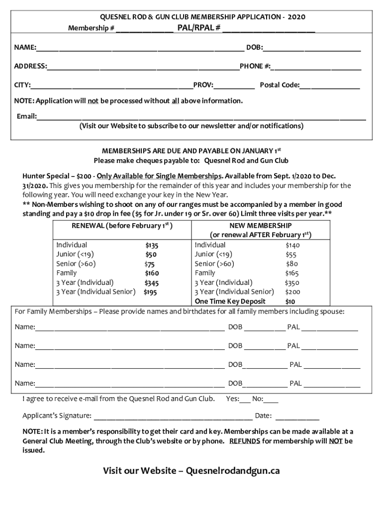 Fillable Online QUESNEL ROD AND GUN CLUB Fax Email Print - pdfFiller