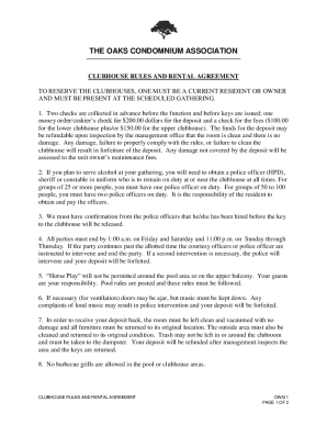Fillable Online CLUBHOUSE RULES AND RENTAL AGREEMENT Fax Email Print ...